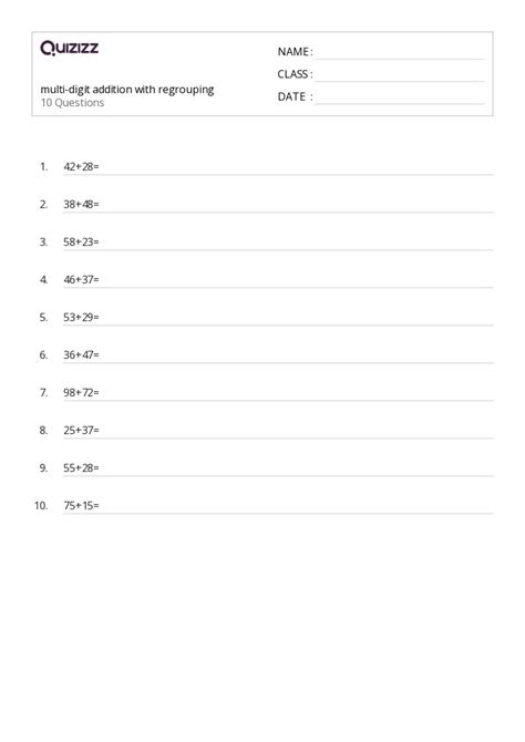 50 Three Digit Addition And Regrouping Worksheets For 3rd Class On Quizizz Free And Printable