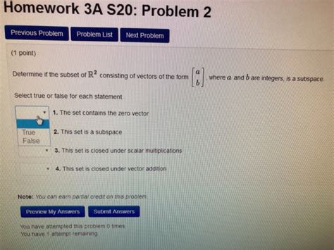 Solved Homework 3a S20 Problem 2 Previous Problem Problem