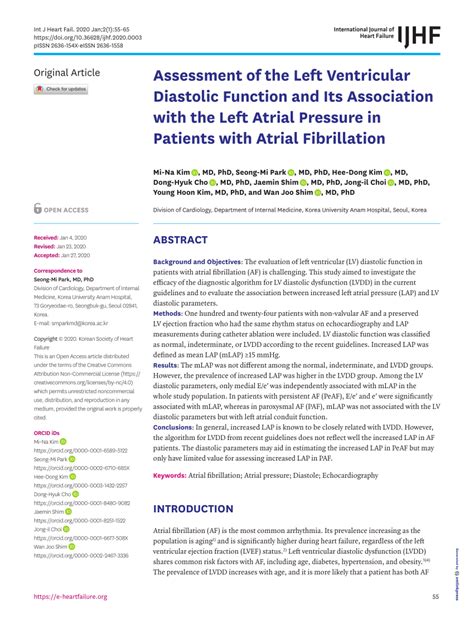 Pdf Assessment Of The Left Ventricular Diastolic Function And Its