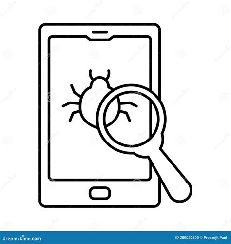 Mobile Web Apps Bug Find Mobile Bug Find Icon Stock Vector
