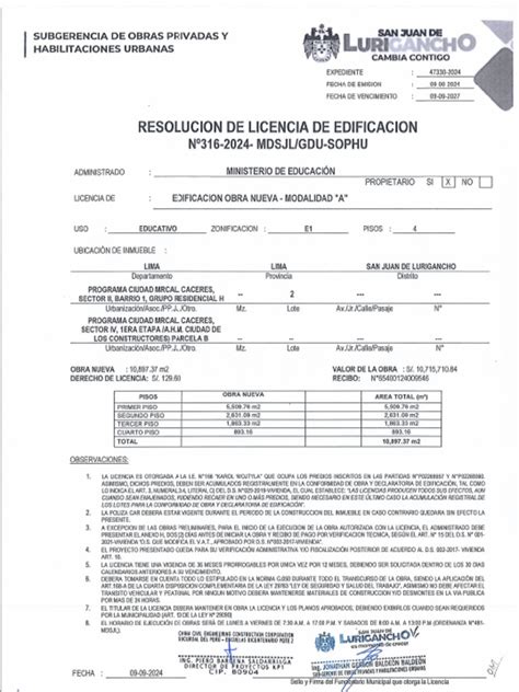 Licencia Edificacion Ie 0166 Karol Wojtyla Pdf