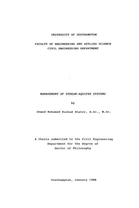 Pdf Management Of Stream Aquifer Systems