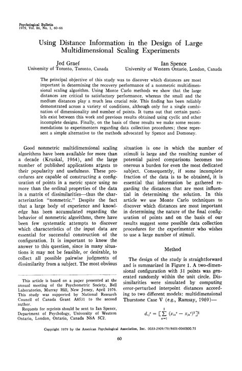 Using Distance Information In The Design Of Large Multidimensional Scaling Experiments Request Pdf