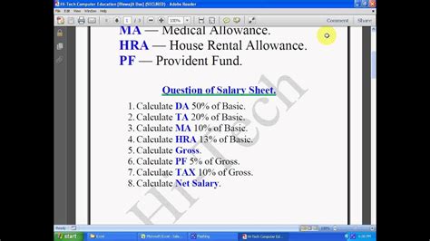 Microsoft Excel Tutorial In Bengali Part 6 Create Salary Sheet In Excel Youtube