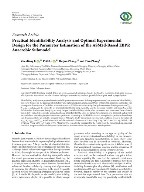 pdf practical identifiability analysis and optimal experimental
