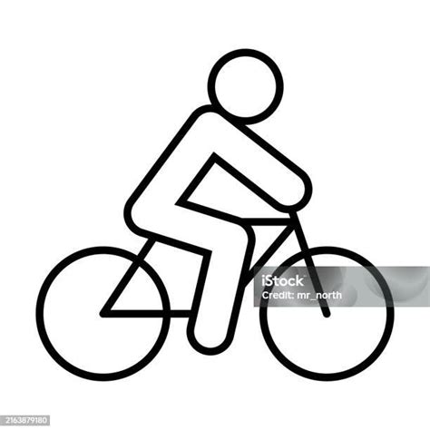 얇은 선 스타일의 사이클리스트 아이콘 벡터 일러스트 레이 션 그래픽 디자인 개념 기호에 대한 스톡 벡터 아트 및 기타 이미지 개념 기호 고립 색상 두발자전거 Istock