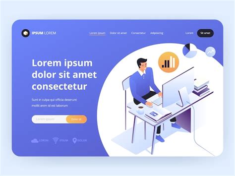 Premium Vector Young Man Working On The Computer Programmer Business Analysis Design Strategy