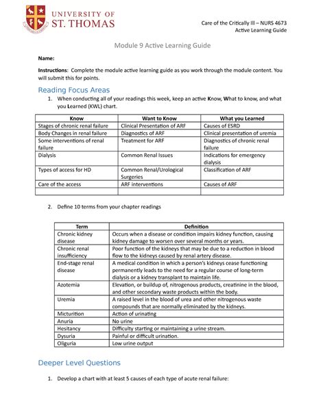Module 9 Active Learning Guide Active Learning Guide Module 9