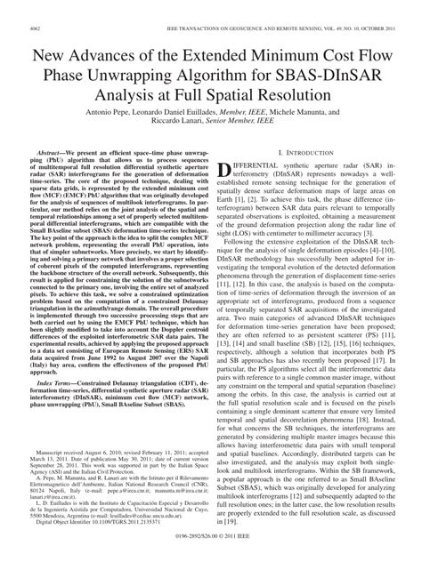 Pdf New Advances Of The Extended Minimum Cost Flow Phase Unwrapping