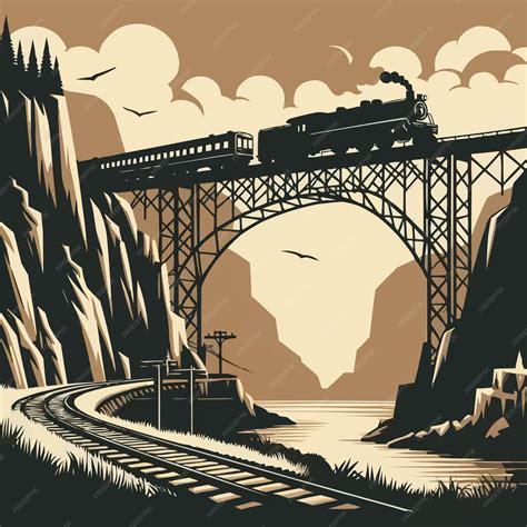 Premium Vector Free Vector Silhouette Design Of Train Passing Cliff