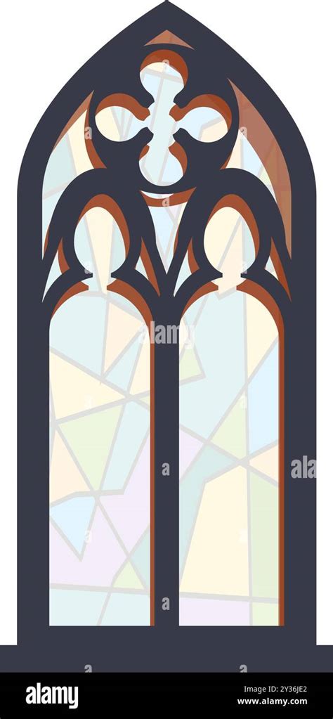 Ornate Gothic Stained Glass Window With Colorful Patterned Glass