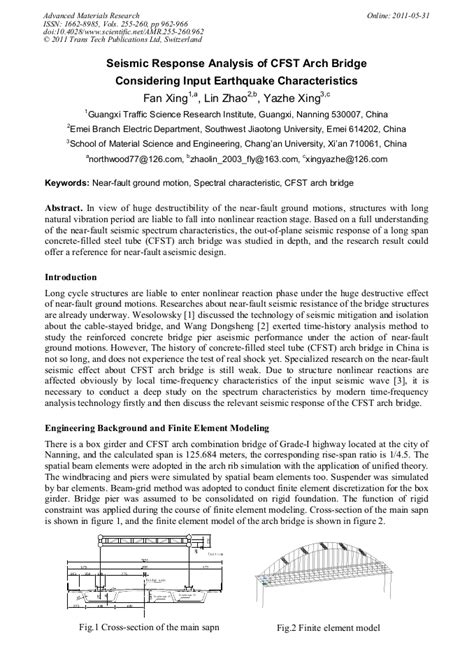 Seismic Response Analysis Of Cfst Arch Bridge Considering Input Earthquake Characteristics