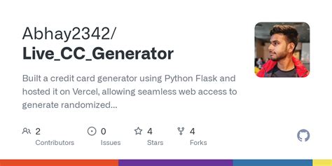 github abhay2342 live cc generator built a credit card generator using python flask and