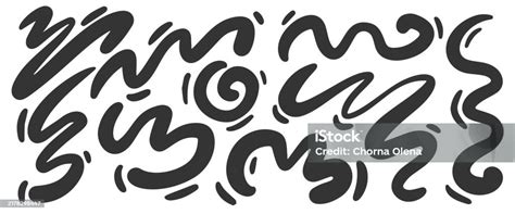 스우시 라인 언더 라인 브러시 소용돌이 손으로 그린 획 벡터 휙휙 및 구불구불한 낙서 장식이 번성하고 매력적인 디자인 요소가 있습니다 검은색 물결 모양 그래픽 세트 개체