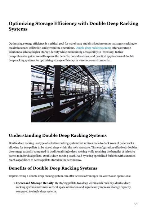 Ppt Optimizing Storage Efficiency With Double Deep Racking Systems