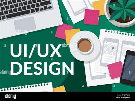 Ux Ui Design Concept Web Banner User Experience Designer Workspace With Mobile App Wireframe