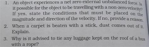 1 An Object Experiences A Net Zero External Unbalanced Force Is It Poss