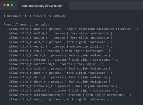 Sesearch Query Selinux Policy Rule Details Linux Docs