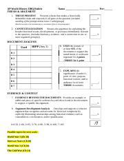 AP World History DBQ Rubric 2 Docx AP World History DBQ Rubric THESIS ARGUMENT Name Per 1