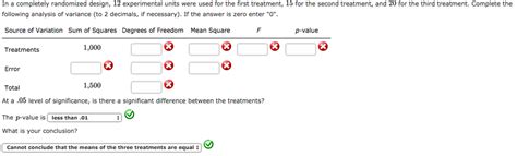 Solved In A Completely Randomized Design 12 Experimental