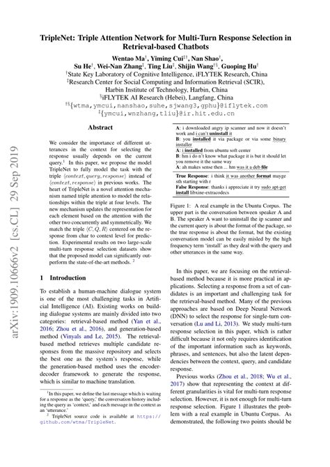 pdf triplenet triple attention network for multi turn response