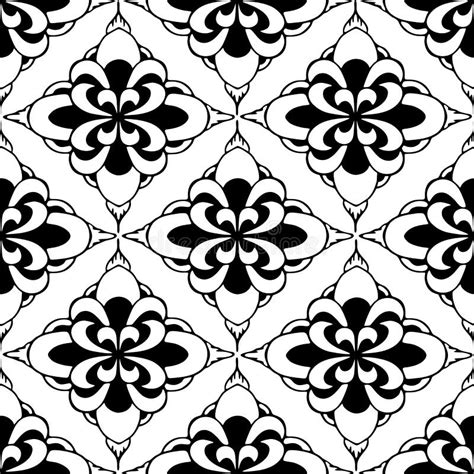 Seamless Symmetrical Black And White Pattern Of Abstract Geometric