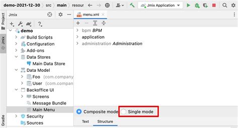 Main Menu Customization Support Jmix