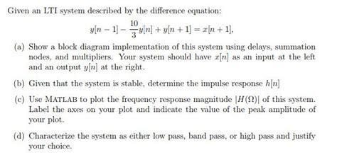 solved given an lti system described by the difference