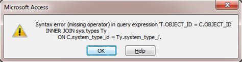 Query To Get Field Name With Datatype And Size Access World Forums