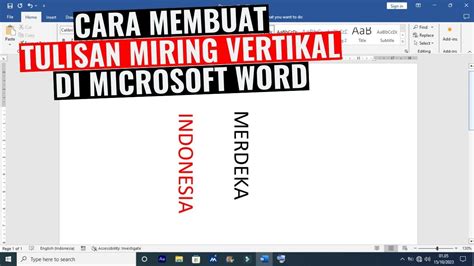 Cara Membuat Tulisan Miring Vertikal Di Word Youtube