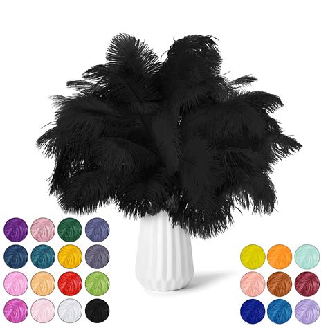 Newong 30pcs Black Ostrich Feathers Natural Bulk 11 14inch