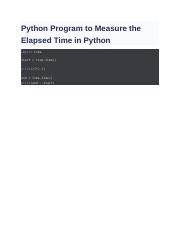 Measuring Elapsed Time In Python With Example Course Hero