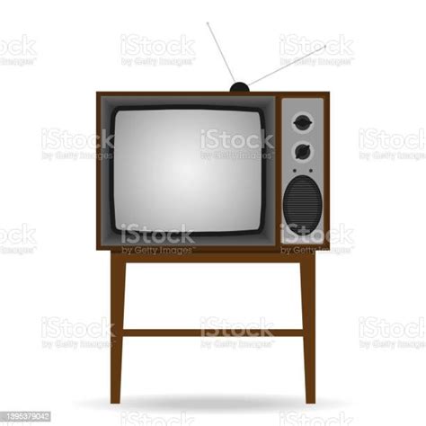 복고풍 Tv 아이콘 흰색 배경에 고립 된 빈티지 블랙 Tv 벡터 그림입니다 벡터 Retromobile Show에 대한 스톡 벡터