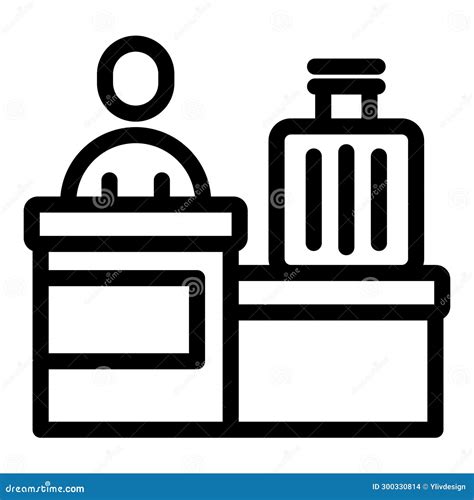 Airport Checking Counter Icon Outline Vector Flight Baggage Weighing