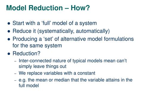 PPT Over Parameterisation And Model Reduction PowerPoint Presentation ID