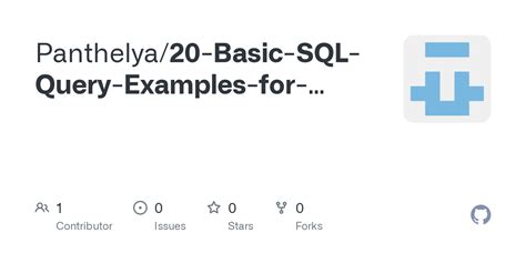 Github Panthelya20 Basic Sql Query Examples For Beginners A Complete