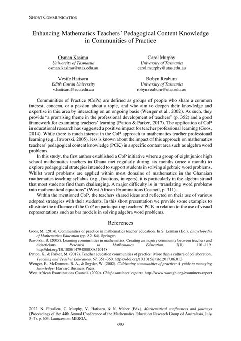 Pdf Enhancing Mathematics Teachers Pedagogical Content Knowledge In