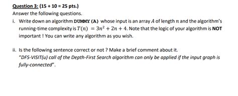 Solved Question 3 151025 Pts Answer The Following