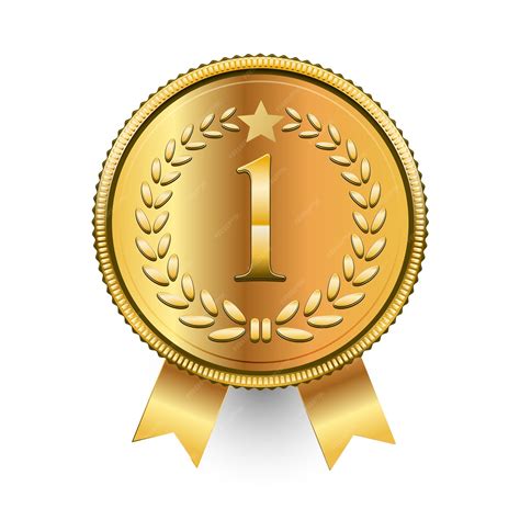 Gold Medal Golden 1st Place Badge Award Ribbon Stock Illustration