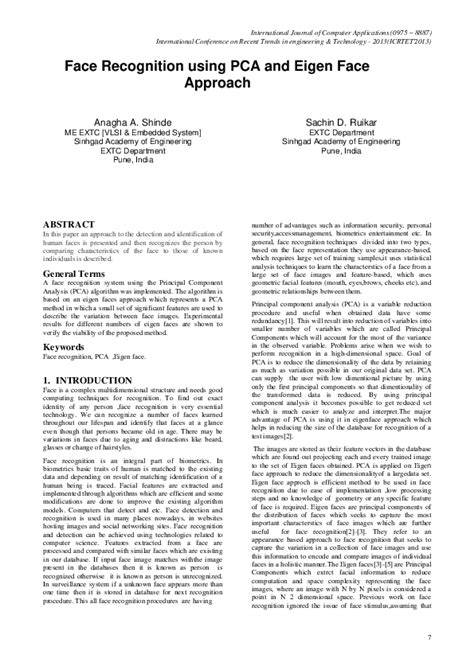 Pdf Face Recognition Using Pca And Eigen Face Approach