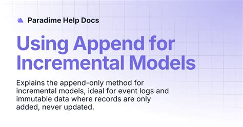 Using Append For Incremental Models Paradime Help Docs