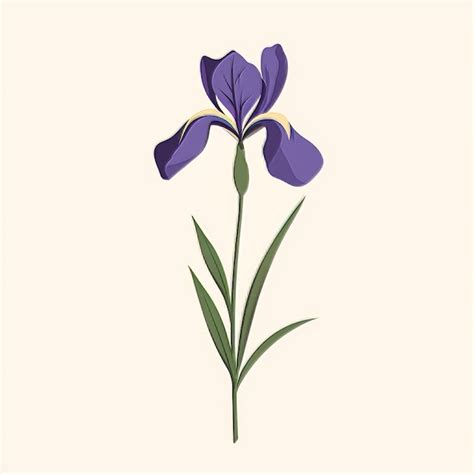 A Drawing Of A Purple Iris With The Word Flowers On It Premium Ai Generated Image