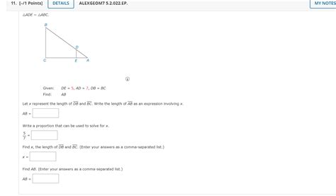 Solved Points DETAILS ALEXGEOM EP MY Chegg Com