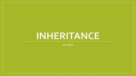 Inheritance In Java Pptx Programming Languages Computing