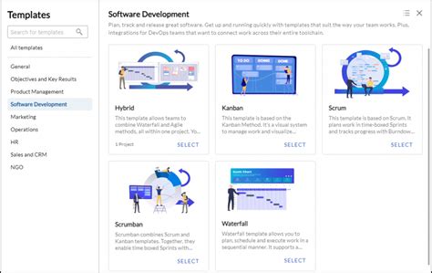 Software Development Templates And Related Menus Nimble Knowledge Base