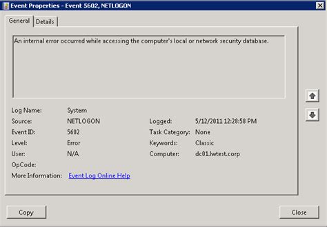 Netlogon Error 5602 In Windows 2008