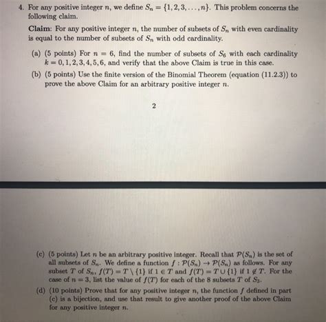 Solved 4 For Any Positive Integer N We Define Sn