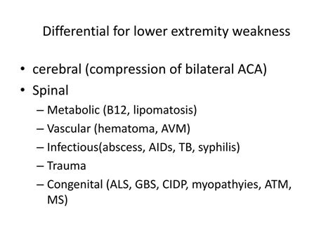 Lower Limb Weakness Differential Diagnosis At Kevin Blankenship Blog