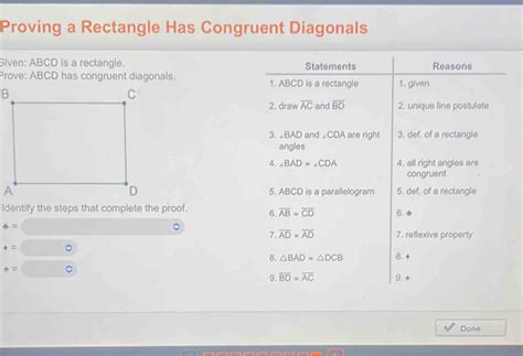 Solved Proving A Rectangle Has Congruent Diagonals Given Abcd Is A