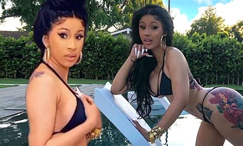 Cardi B Shows Off Her Curves In Black String Bikini And Jokes About Sucking In Her Stomach For